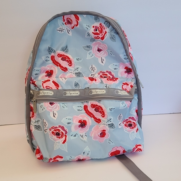 Lesportsac | Bags | Lesportsac Basic Blue Floral Backpack | Poshmark